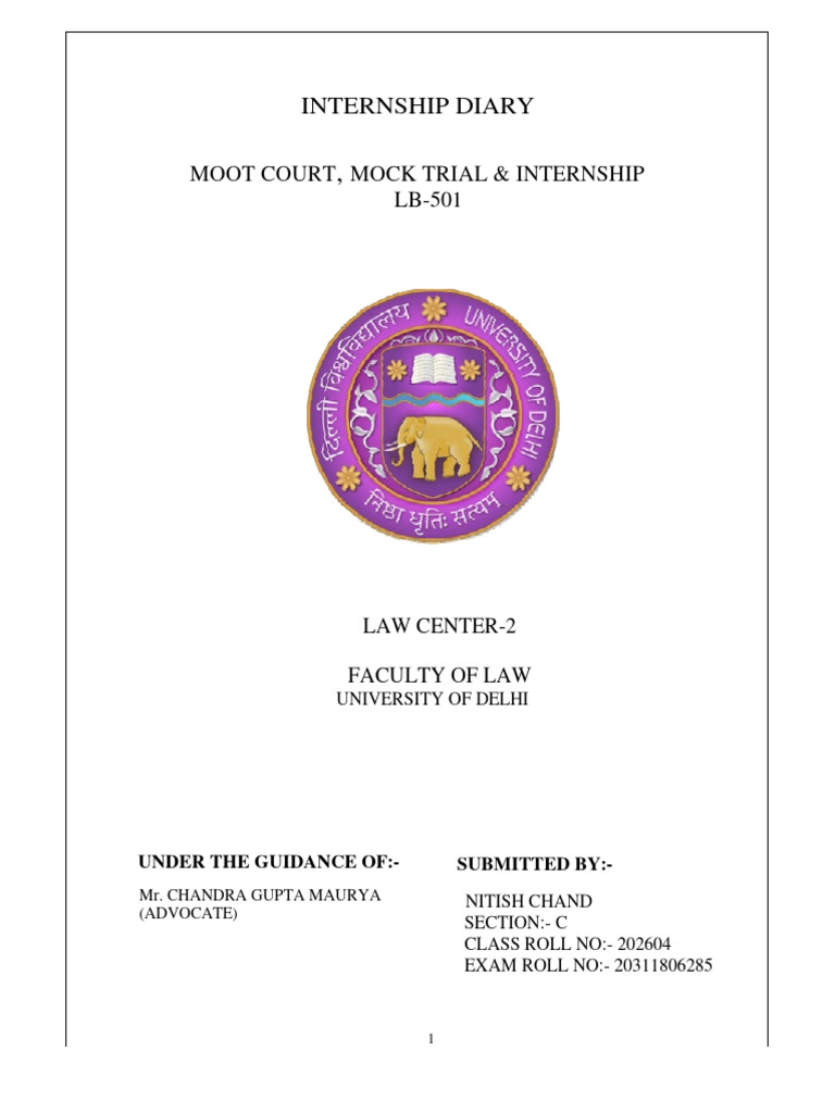 Nitish Internship Diary | PDF | Lawsuit | Criminal Procedure In South ...