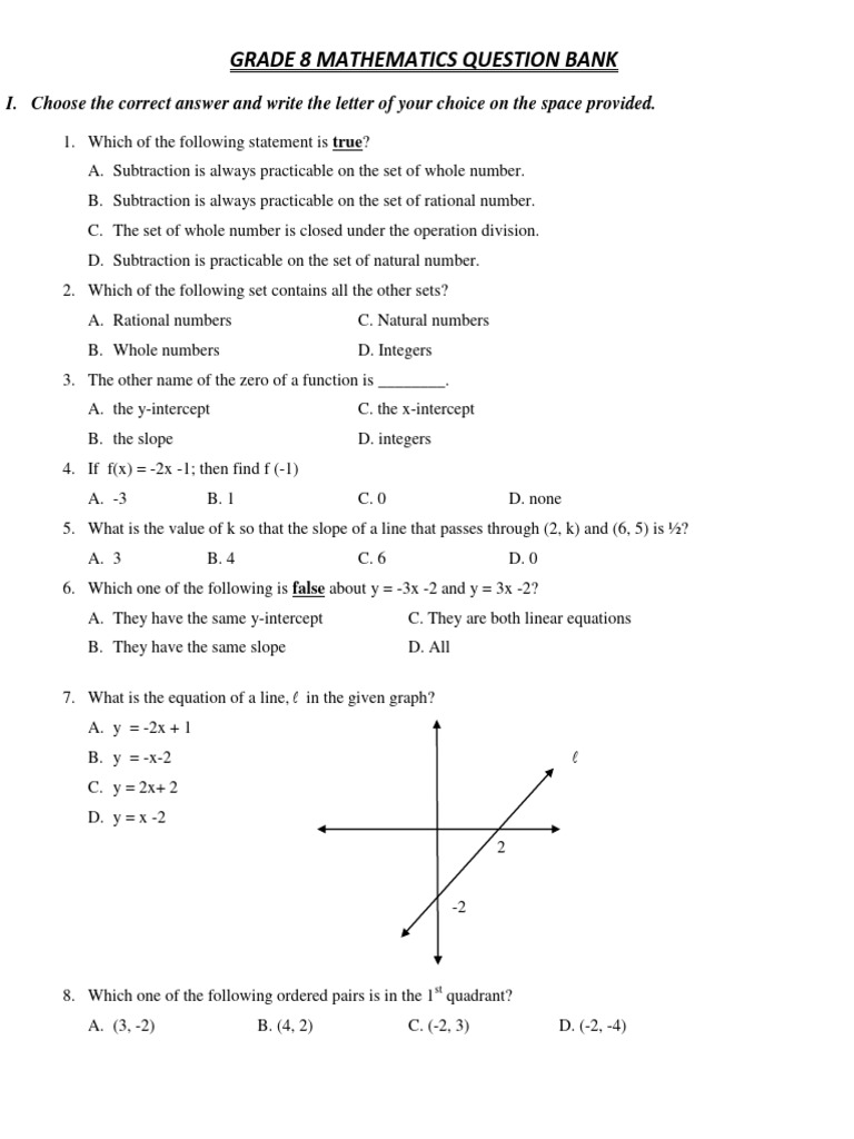 Grade 8 - Mathematics Exam Bank | PDF | Classical Geometry | Geometric ...