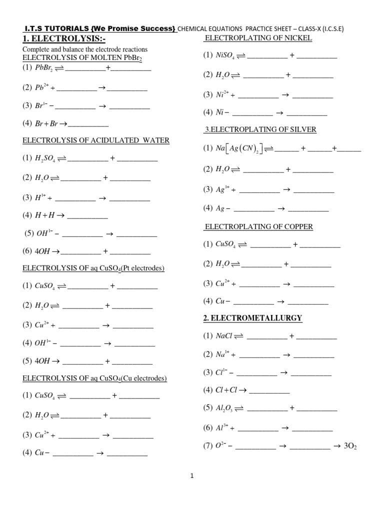 CHEM Equation Worksheet | PDF | Teaching Methods & Materials