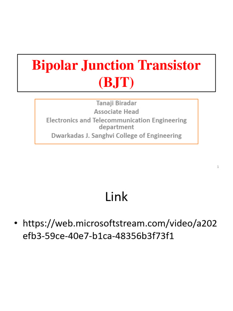 1.introduction To BJT | PDF | Amplifier | Bipolar Junction Transistor