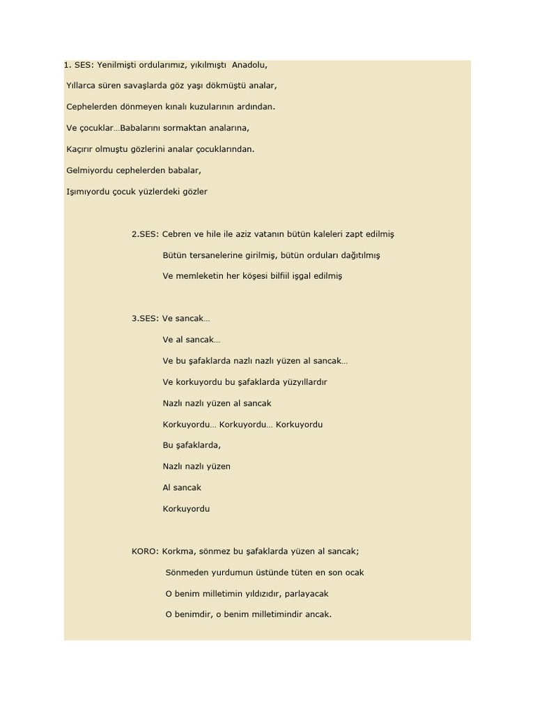 Istiklal Marşı Oratoryo | PDF