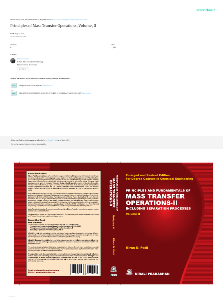 Principles of Mass Transfer Operations V | PDF