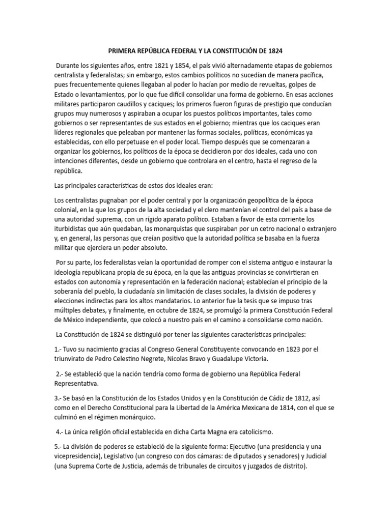 Constitución de 1824-1836 | PDF | Gobierno
