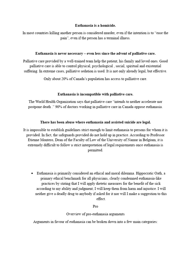 Anti and Pro Euthanasia | PDF | Palliative Care | Death