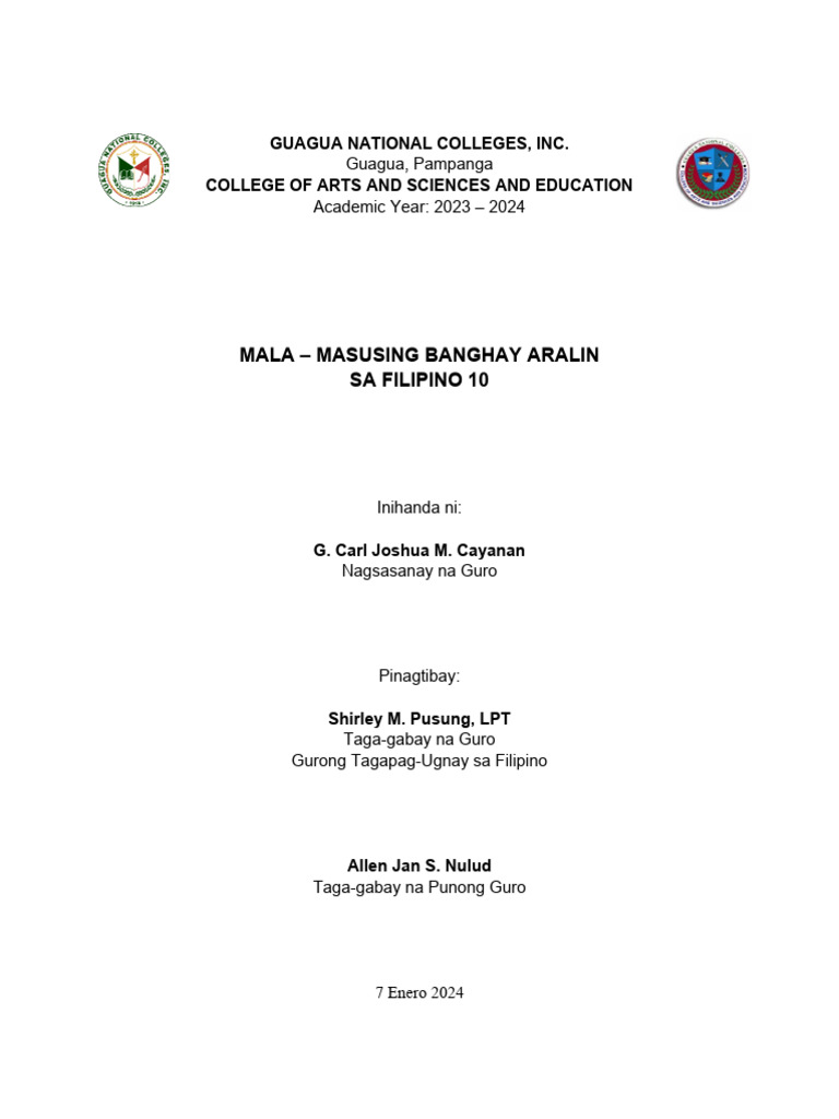Mala-Masusing Banghay Aralin - Final Demo | PDF