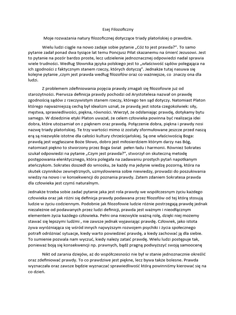 Esej Filozoficzny | PDF