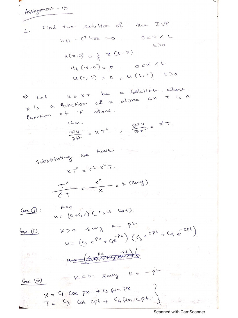 PDE Assignment 10 Solution | PDF