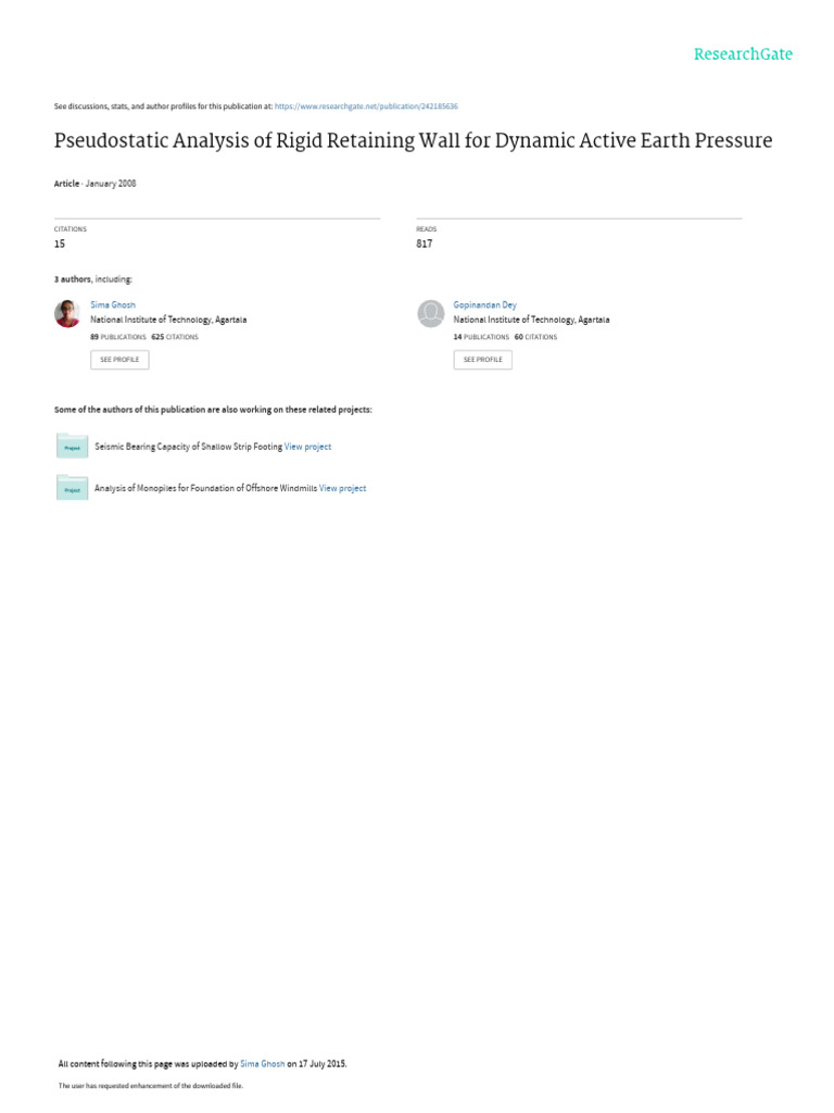 Ghosh 2008 Pseudostatic AEP | PDF | Mechanics | Applied And ...