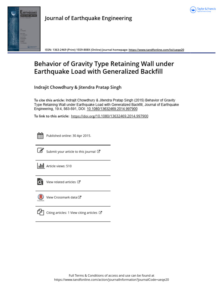 Behavior of Gravity Type Retaining Wall Under Earthquake Load With ...