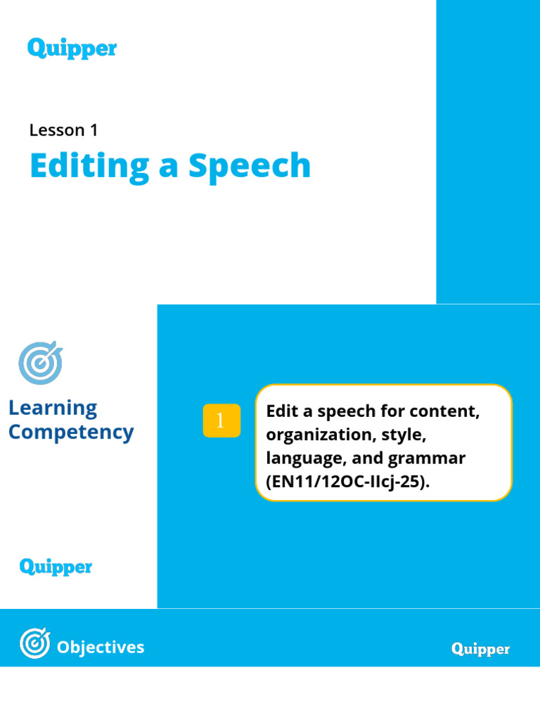 Oral Communication Unit 12 Lesson 1 Editing A Speech | PDF | Speech | Editing