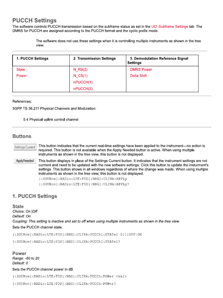 PUCCH Settings | PDF
