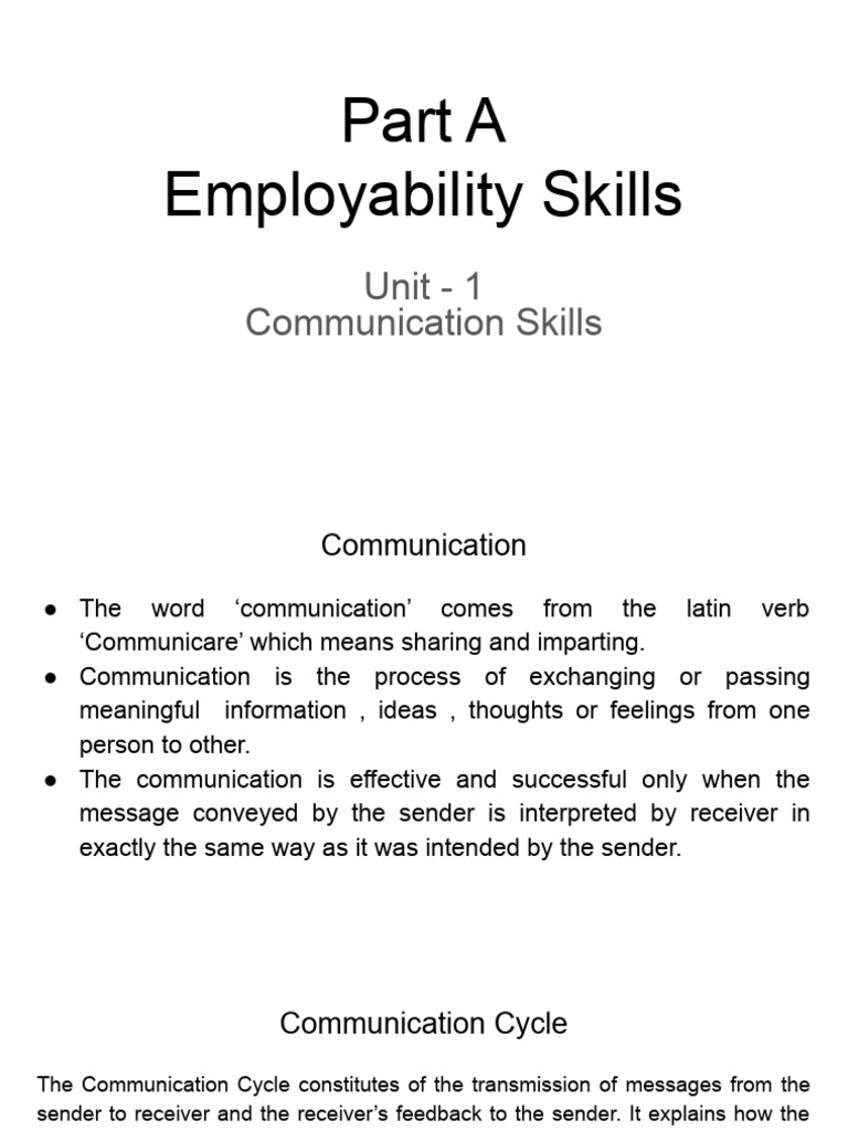 Unit - 1 (Communication Skills) | Download Free PDF | Communication ...