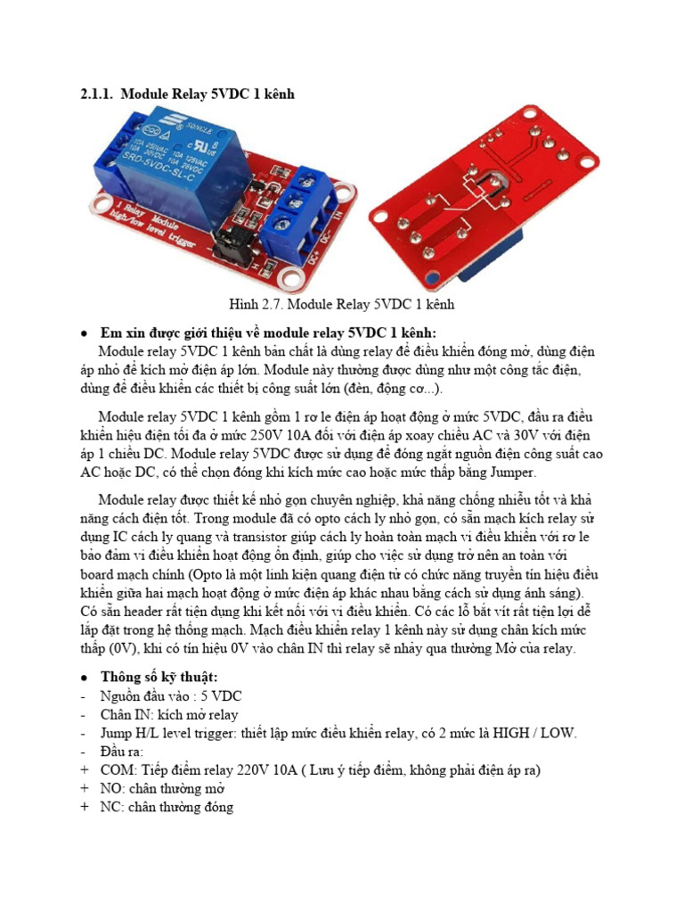 Module Relay 5VDC 1 Kênh | PDF