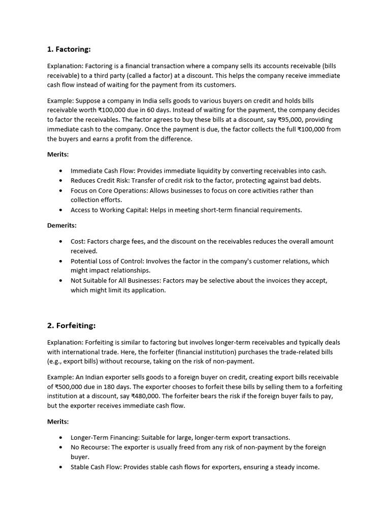 Factoring, Forfeiting and Discounting | PDF