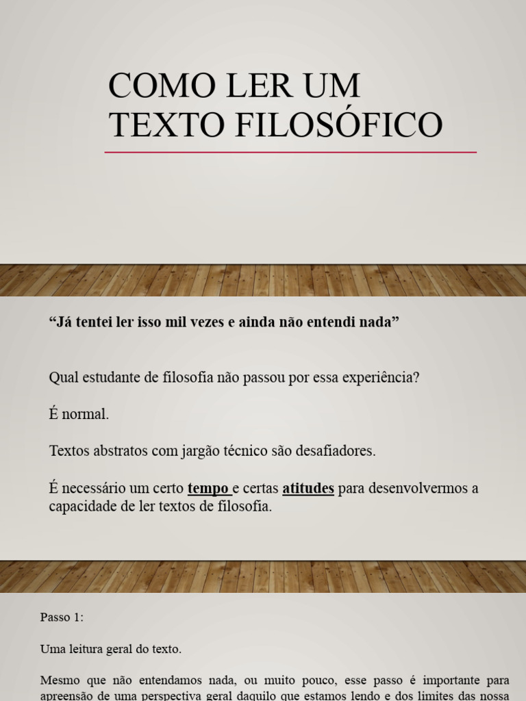 Como Ler Um Texto Filosófico | PDF | Argumento | Pensamento