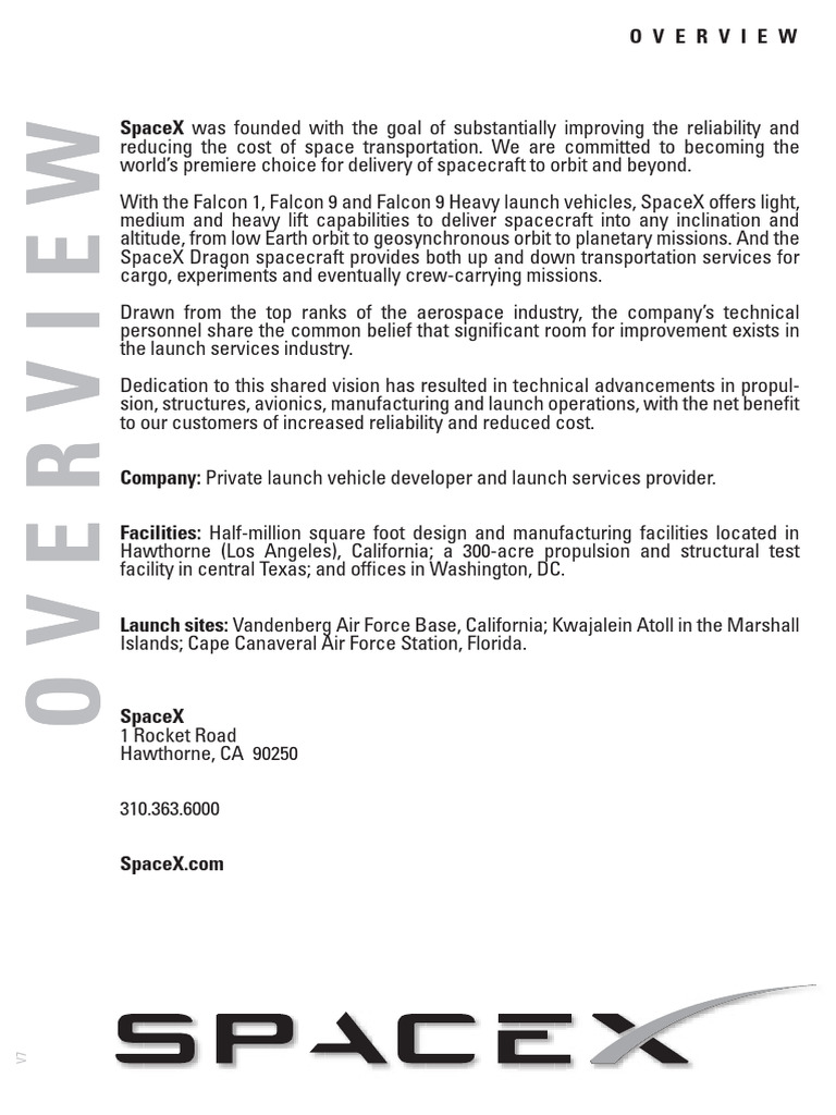 SpaceX Brochure V7 All | PDF