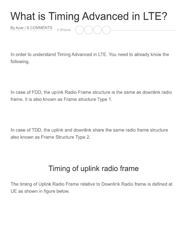 Timing Advance in LTE | PDF