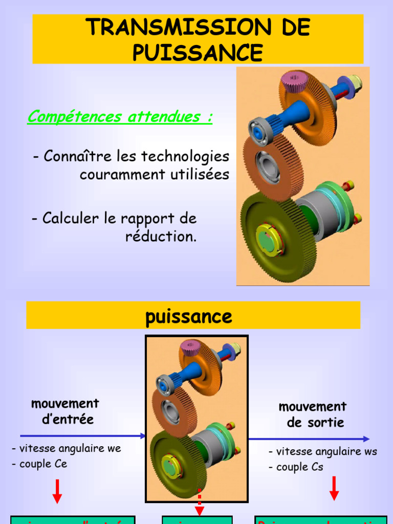 Transmission de Puissance: Compétences Attendues | PDF | Ingénierie ...