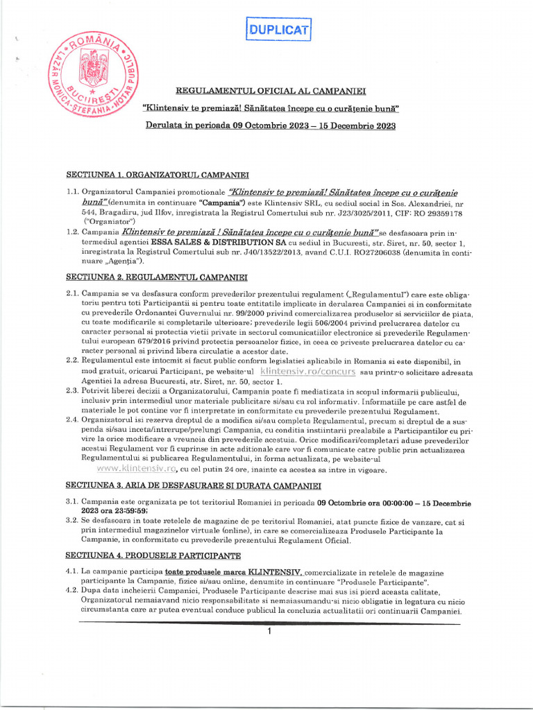 Regulament Klintensiv Oficial | PDF