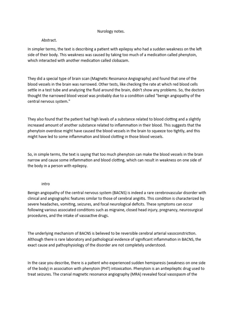 Nurology notes | PDF | Neurology | Epilepsy