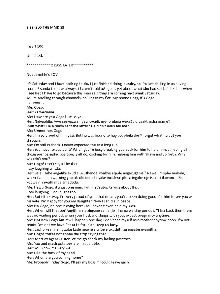 Sisekelo The Maid S3 | PDF