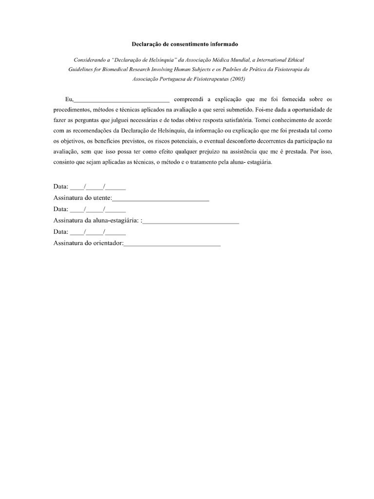 Consentimento Informado. Modelo | PDF