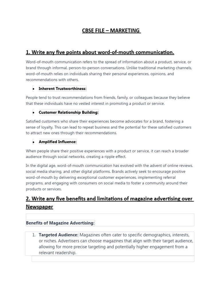 Cbse File Marketing | PDF | Marketing | Advertising