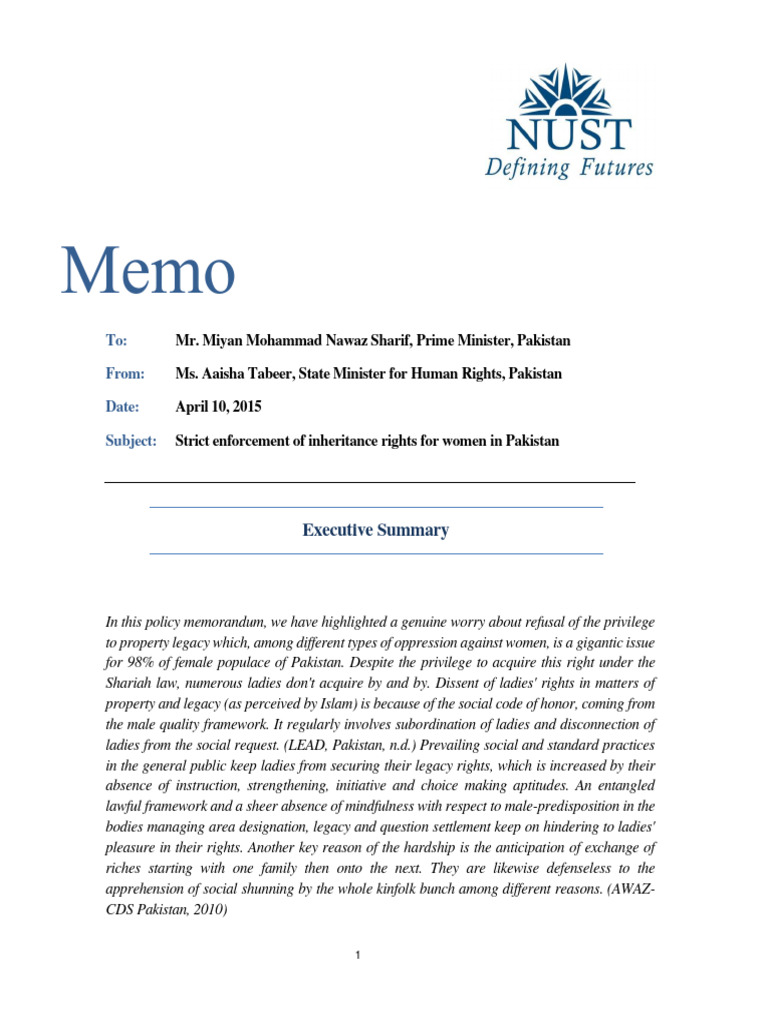 Sample Memo | PDF | Sharia | Inheritance