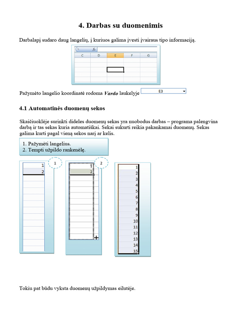 Darbas Su Duomenimis: 4.1 Automatinės Duomenų Sekos | PDF