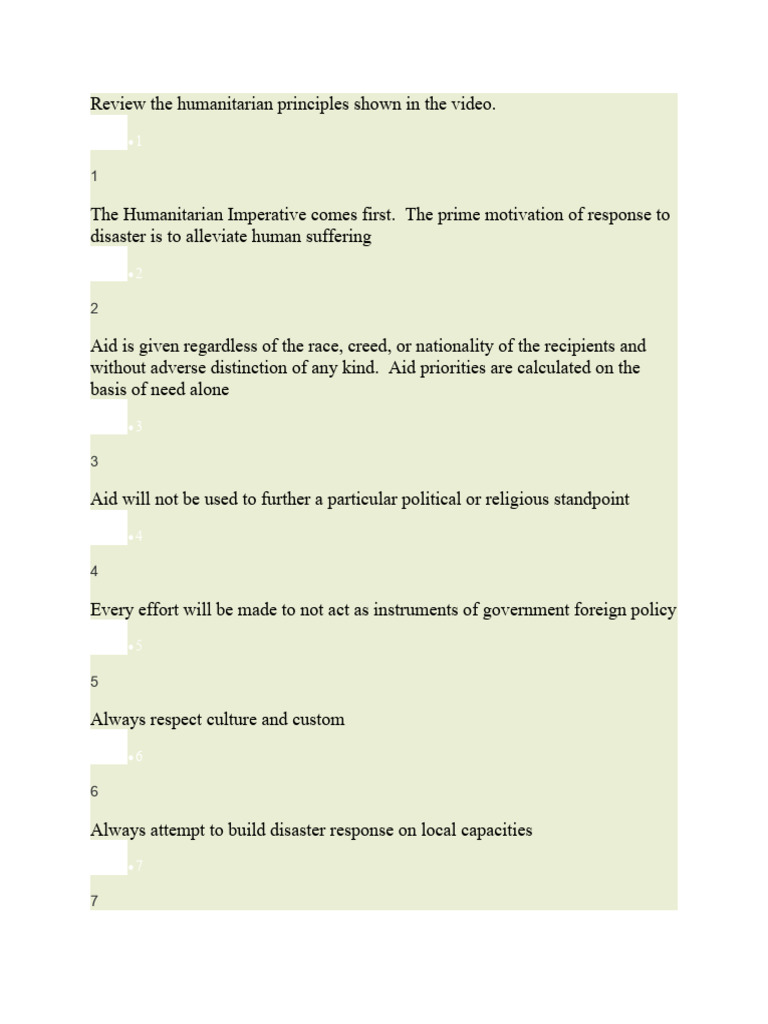 Review The Humanitarian Principles | PDF | Humanitarian Aid