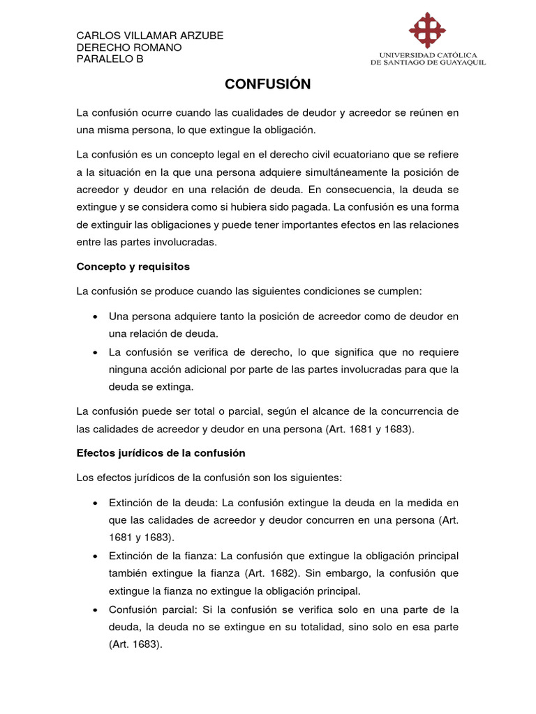 Confusion y Novacion | PDF | Derecho civil (sistema legal) | Justicia Confusion y Novacion | PDF | Derecho civil (sistema legal) | Justicia