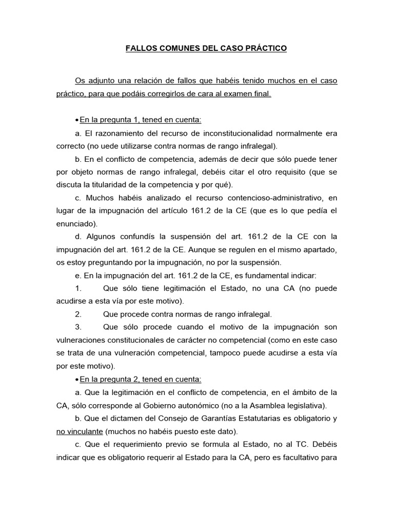 Fallos Comunes Del Caso Práctico | PDF | Estado (política) | Justicia