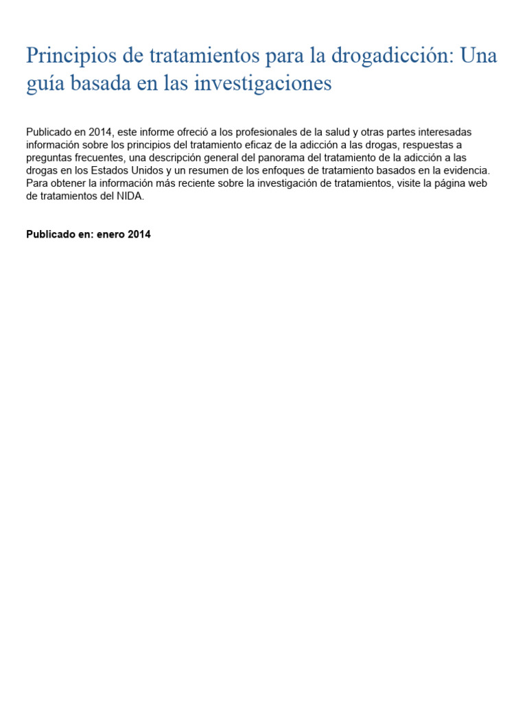 Principios de Tratamiento de Drogadiccion | PDF | La dependencia de sustancias | Drogas