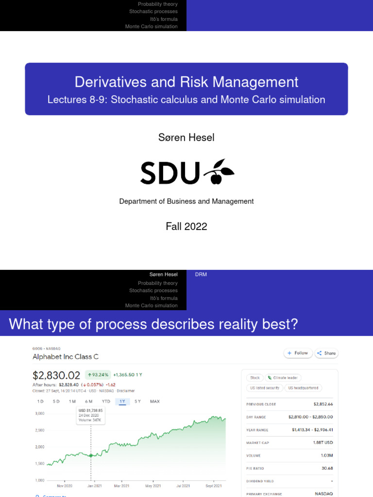 Lectures08-09 Stoch Calchandout | PDF | Stochastic Process | Probability Distribution