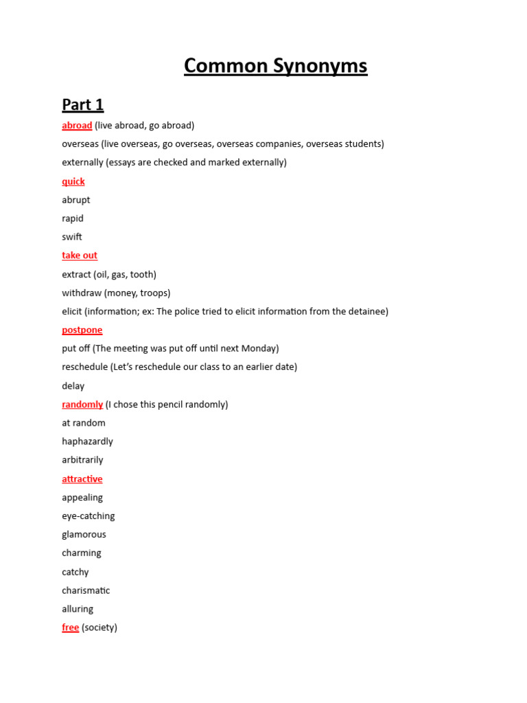 Common Synonyms | PDF