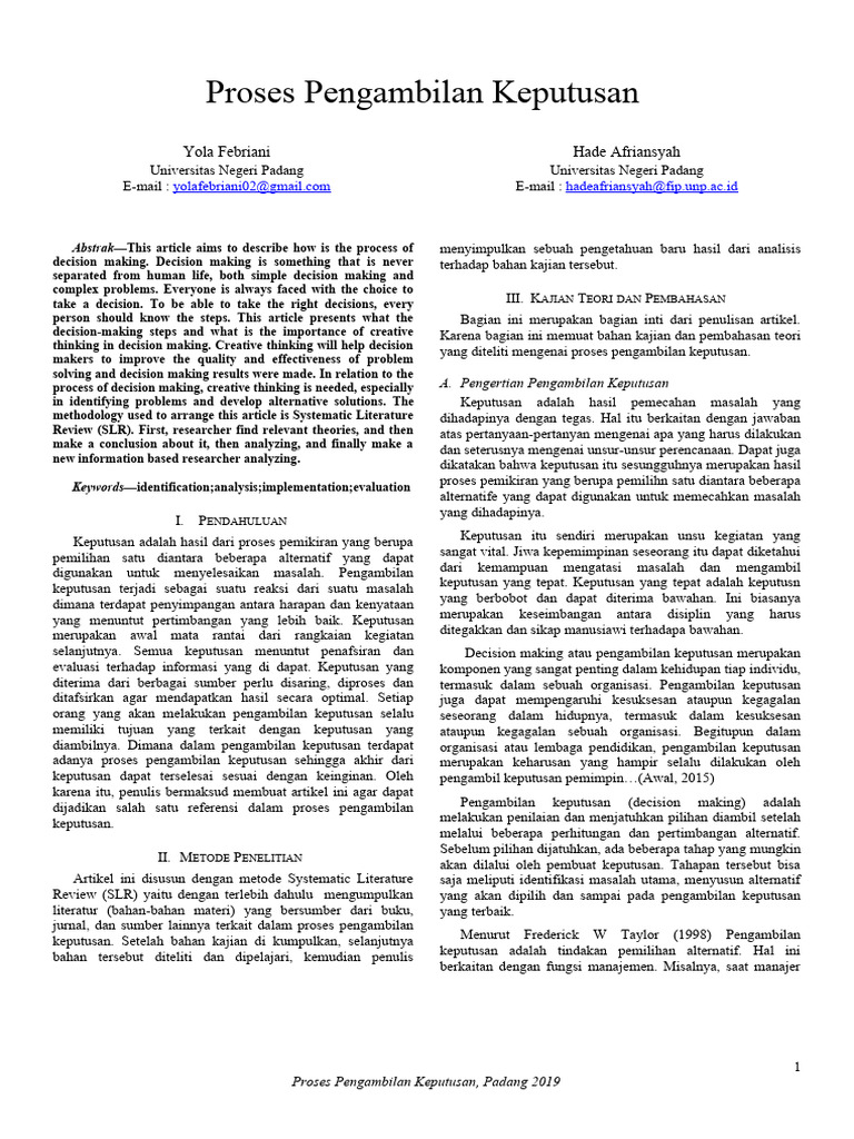Proses Pengambilan Keputusan | PDF