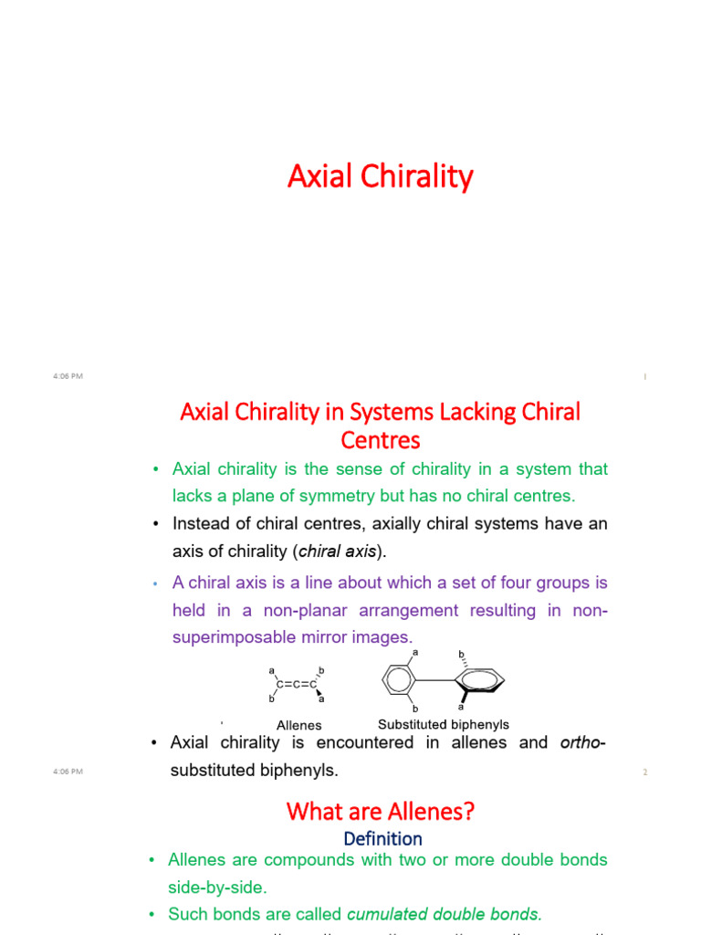Axial Chirality | PDF | Chirality (Chemistry) | Conformational Isomerism Axial Chirality | PDF | Chirality (Chemistry) | Conformational Isomerism