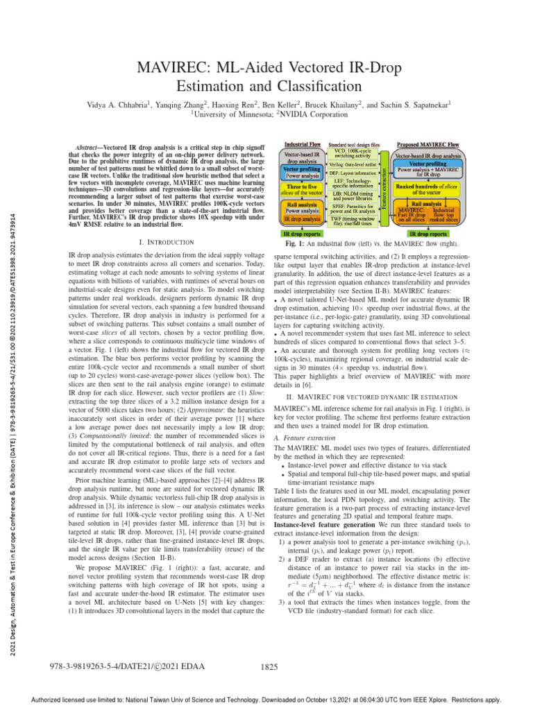 MAVIREC ML-Aided Vectored IR-Drop Estimation and Classification | PDF | Computing | Applied ...