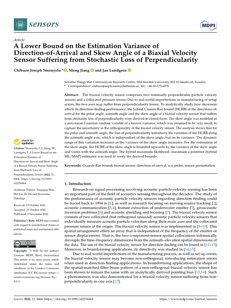 A Lower Bound on the Estimation Variance of Direction-of-Arrival and Skew Angle of a Biaxial ...