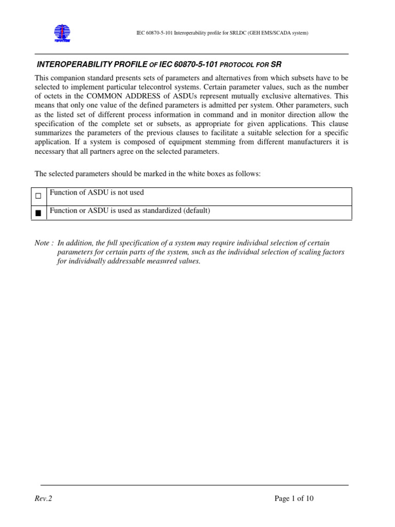 IEC 60870-5-101 Profile Guide | PDF | Bit Rate | Scada