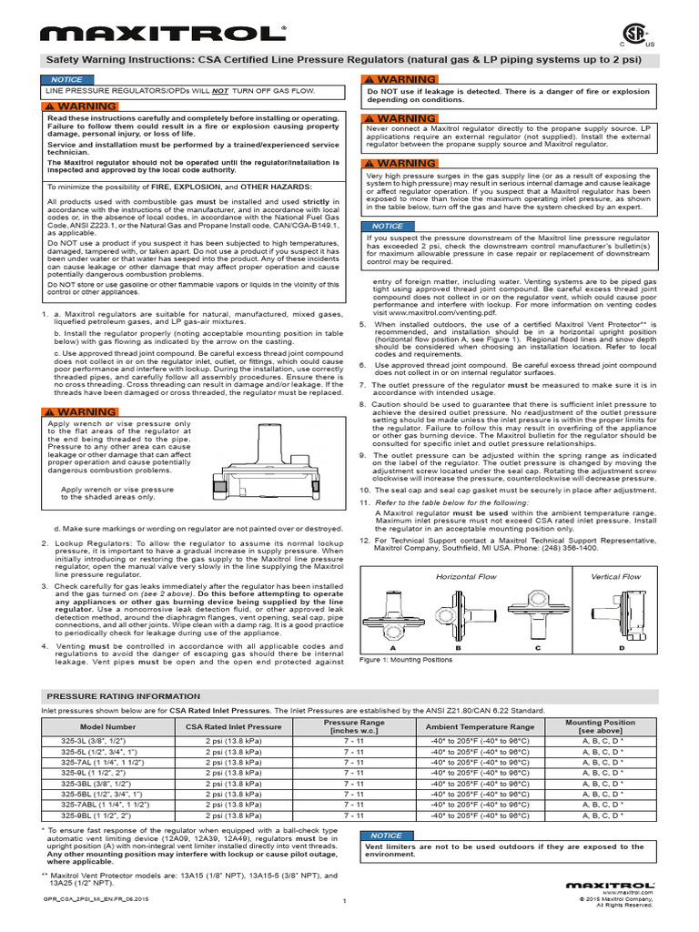 Maxitrol Regualtors Installation | PDF