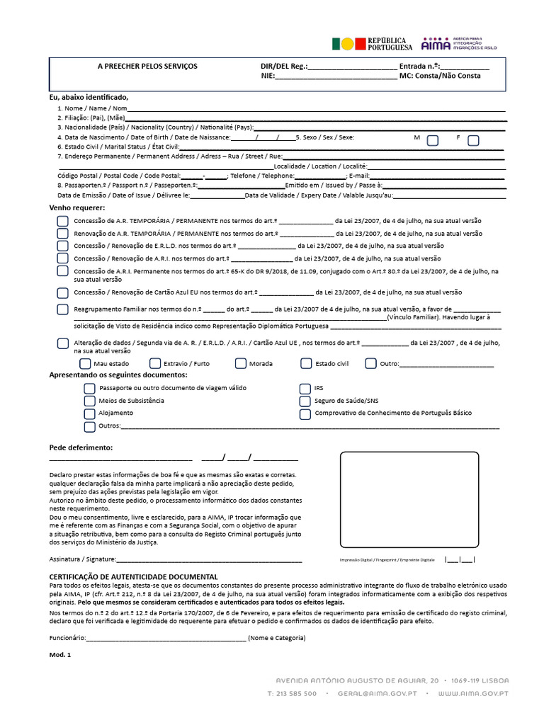 Modelo 1 | PDF | Portugal