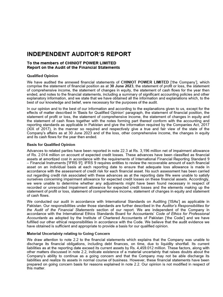 Audit Report 2023 - Qualified | PDF Audit Report 2023 - Qualified | PDF