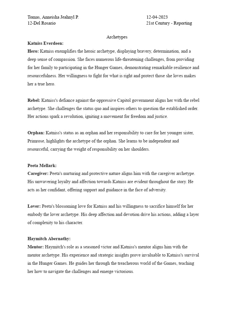 Archetypes 21st Assignment | PDF | The Hunger Games