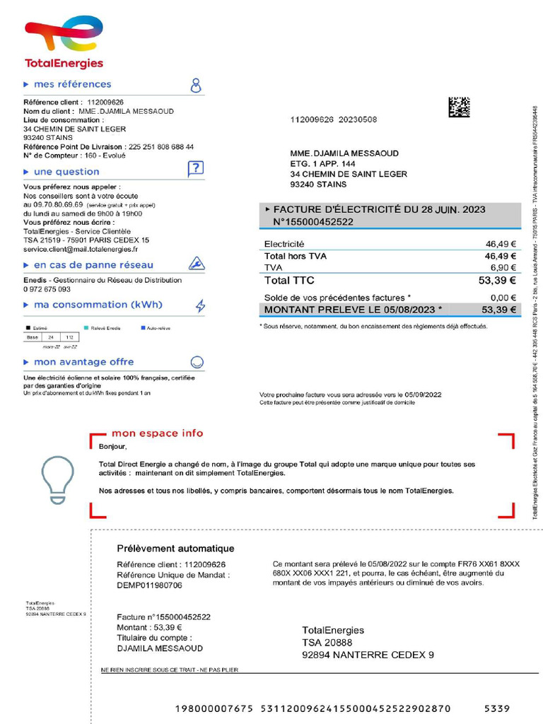 Facture Electricite France | PDF