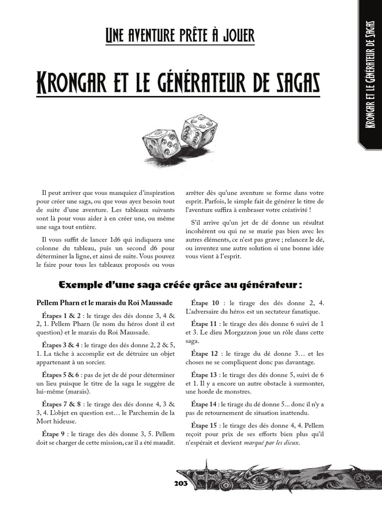 Générateur de Sagas : Créez votre aventure | PDF | Dé