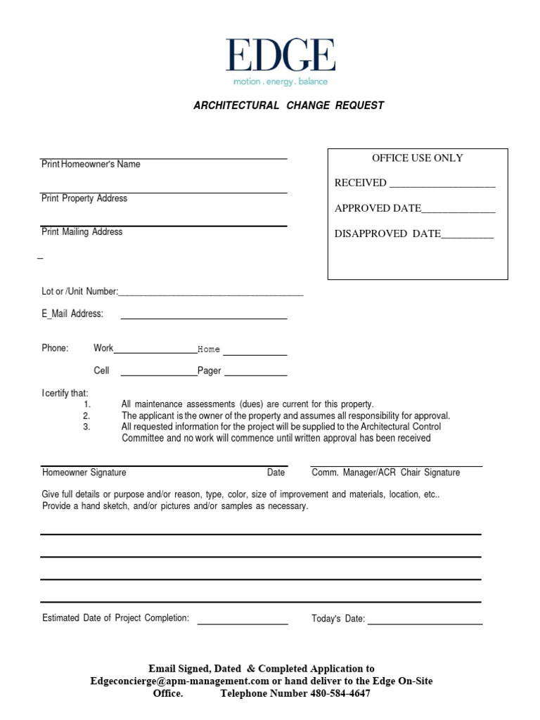 Architectural Change Request Form | PDF