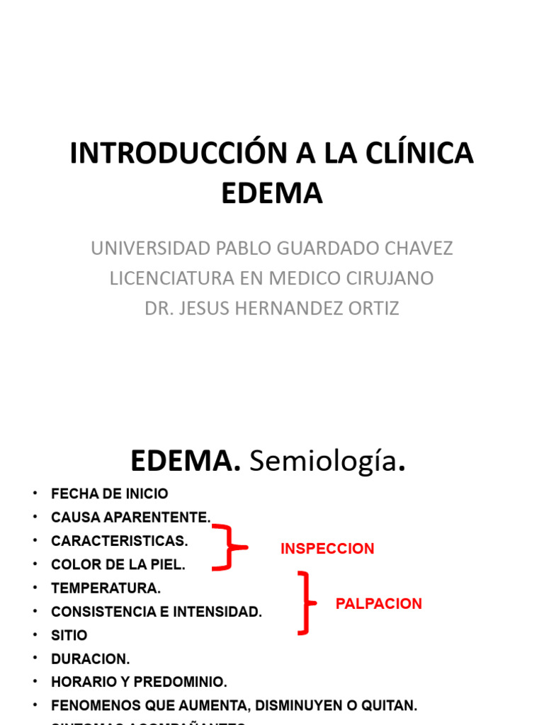 Semiología del Edema: Características y Tipos | PDF | Edema | Epidemiología