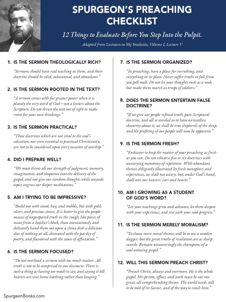 Preaching Checklist | PDF | Sermon | Abrahamic Religions