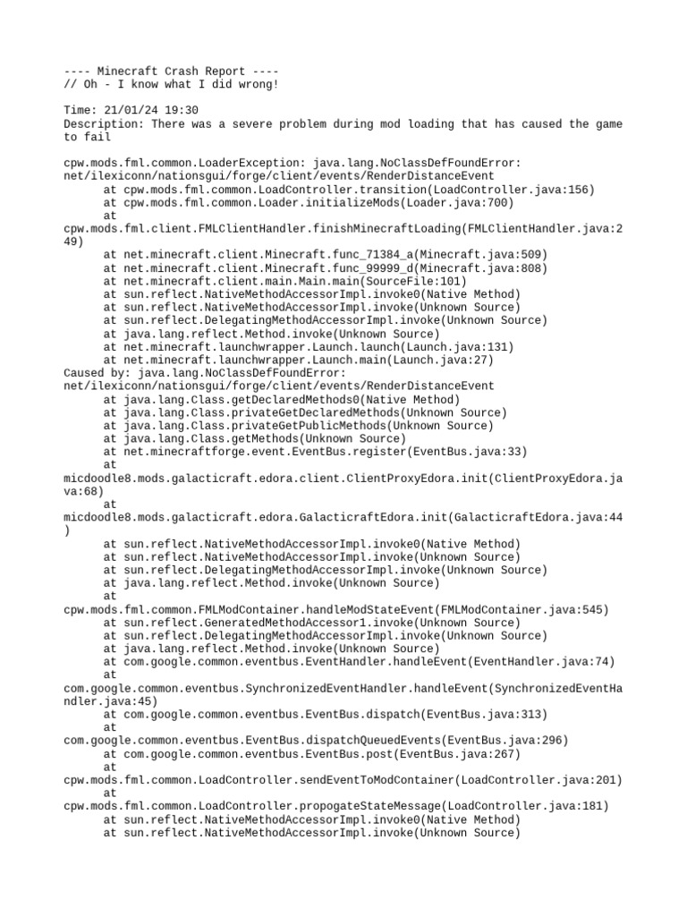 Crash 2024 01 21 - 19.30.17 Client | PDF | Java Virtual Machine | Computer Science